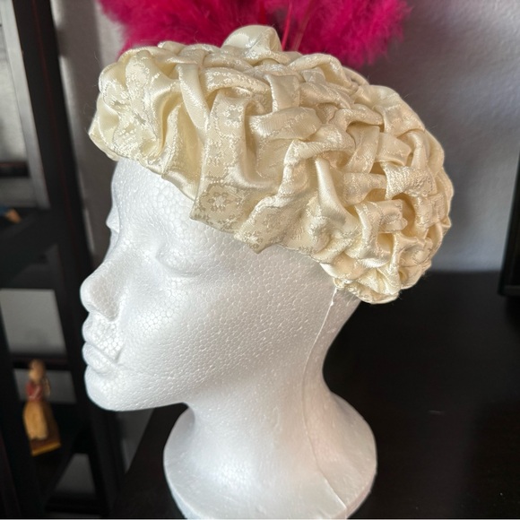 Vintage | Accessories | Vintage Poof Cream Fabric Beret Hat | Poshmark